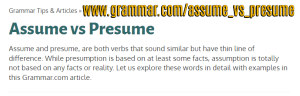 Assume Versus Presume – J.M. NORTHUP